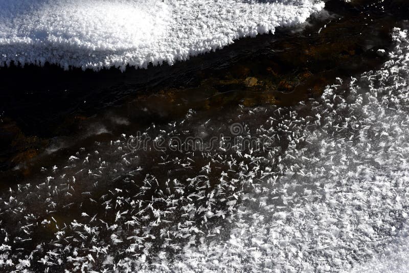 Frozen Ice Crystals among a Small River Stock Photo - Image of patch ...