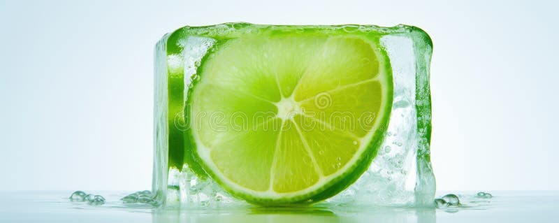 Frozen Ice Cube with Lime AI Generated Stock Photo - Image of vitamin ...