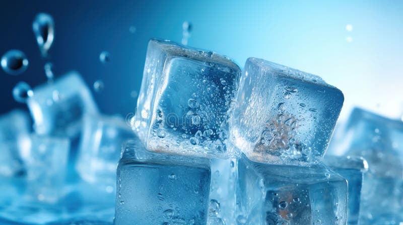 Frozen Ice Cubes in an Ice Cube Maker Ice Box with a Layer of Hoarfrost ...