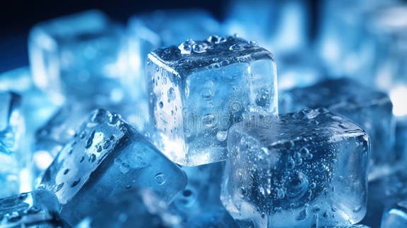 Frozen Ice Cubes in an Ice Cube Maker Ice Box with a Layer of Hoarfrost ...