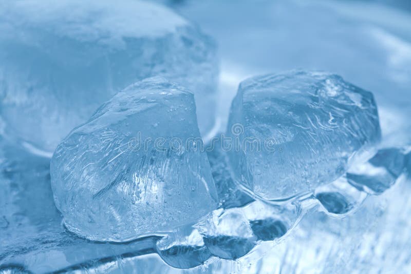 Frozen Ice Cubes Gems. Abstract Crystal Blue Background. Macro View ...