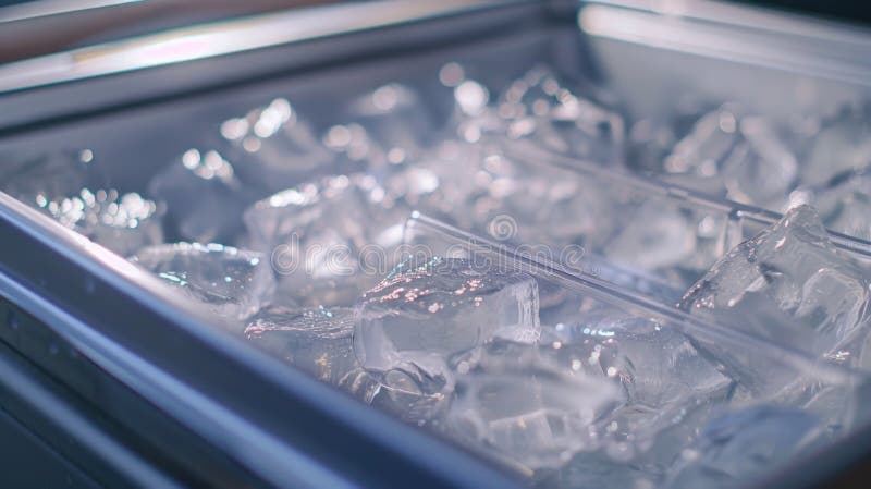 Frozen Ice Cubes Inside a Freezer Compartment Stock Image - Image of ...