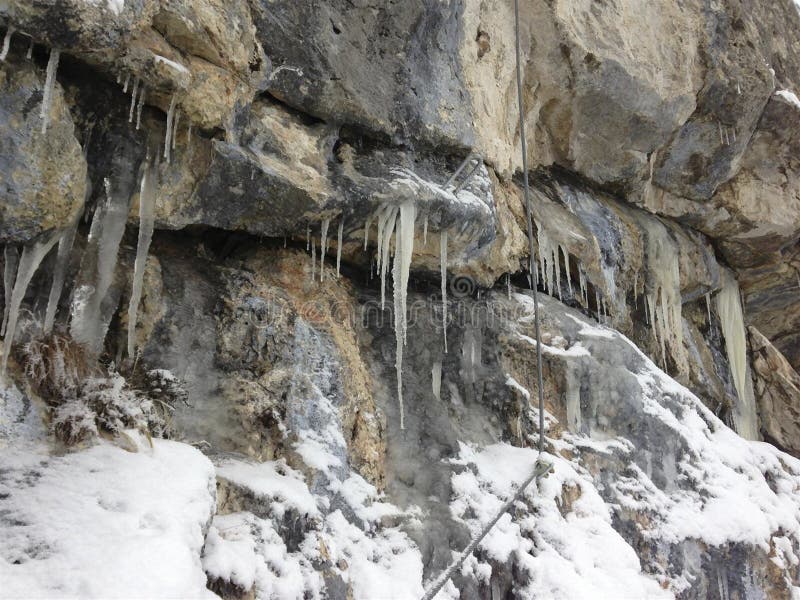 Frozen ice from the rocks stock photo. Image of wood - 196145552