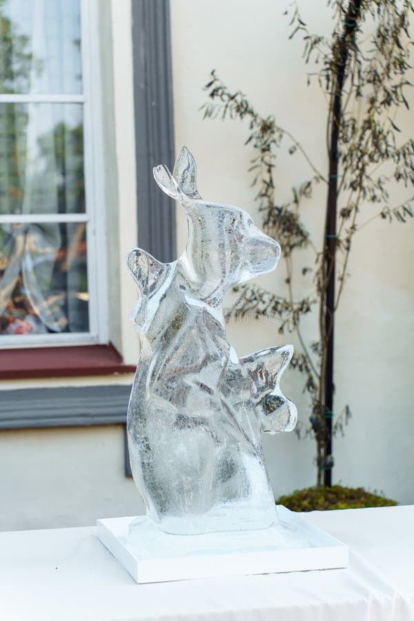 Frozen Ice Sculpture in the Shape of a Hare or Rabbit Decorates the ...