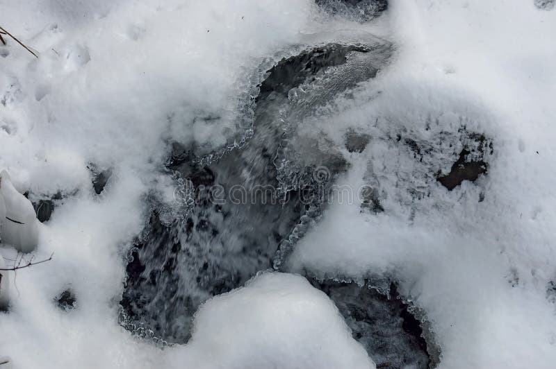 Frozen Ice Shape Over Fluent Water in River Stock Photo - Image of ...