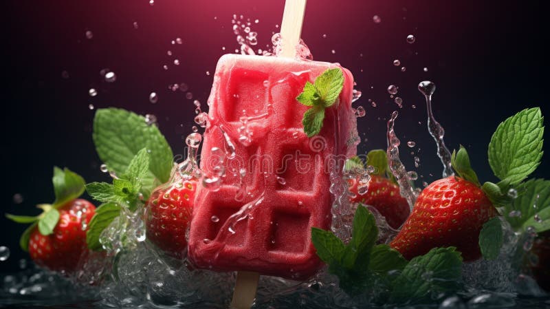 Frozen Ice Strawberry Mint. Ai Generated Image Stock Photo - Image of ...
