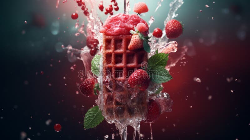 Frozen Ice Strawberry Mint. Ai Generated Image Stock Photo - Image of ...