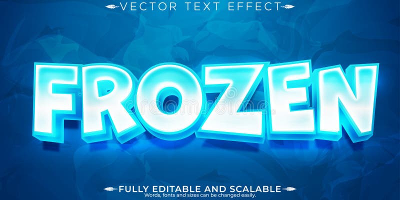 Frozen Ice Text Effect, Editable Cold and Snow Text Style Stock Vector ...