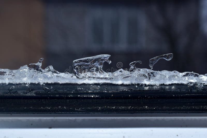 Frozen Ice on the Window Frame Stock Photo - Image of cool, beauty ...