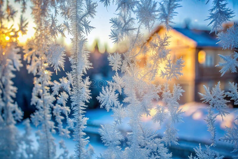 Frozen Ice on Window Glass stock illustration. Illustration of beauty ...