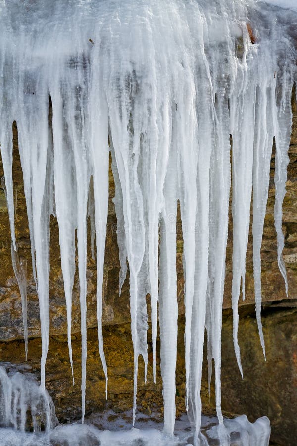 Frozen Icicles Hanging in Winter Stock Photo - Image of hanging, snow ...