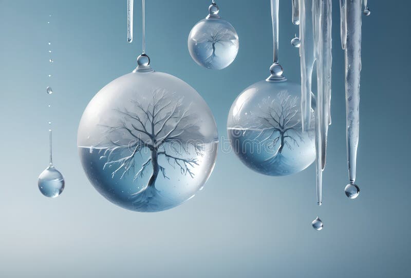 Frozen Icicles and Frozen Ball with Pattern Stock Image - Image of ...