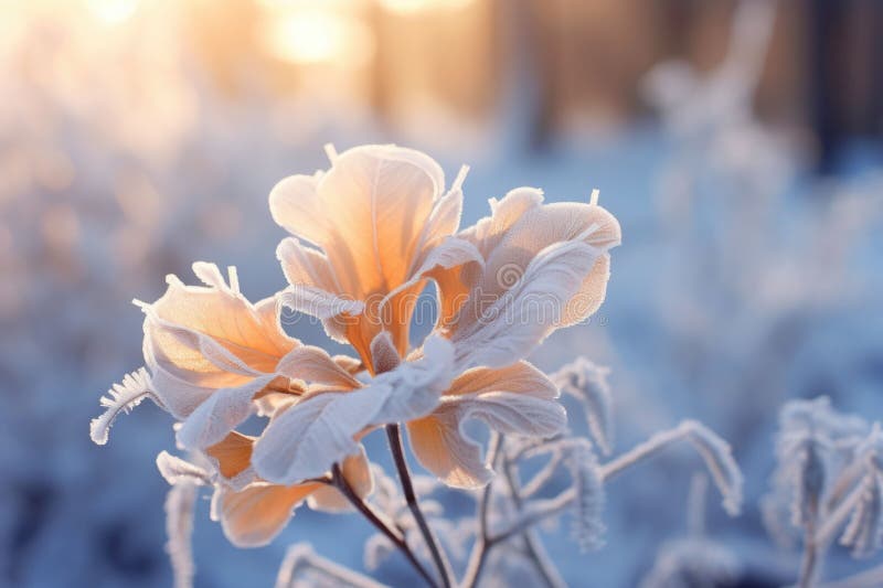 Frozen Icy Flowers in Winter. Winter Scene Stock Illustration ...
