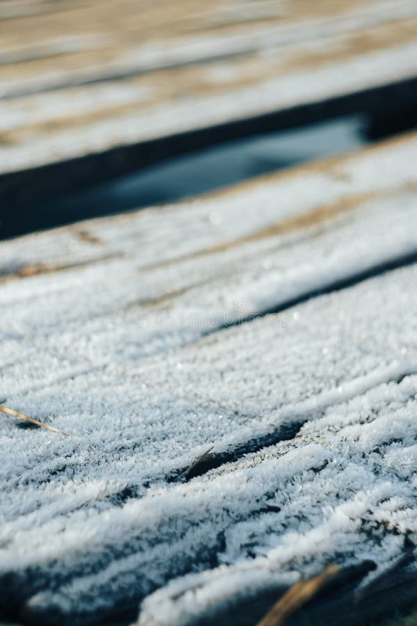 Frozen Icy Old Boards in the Snow Close Up Stock Image - Image of close ...