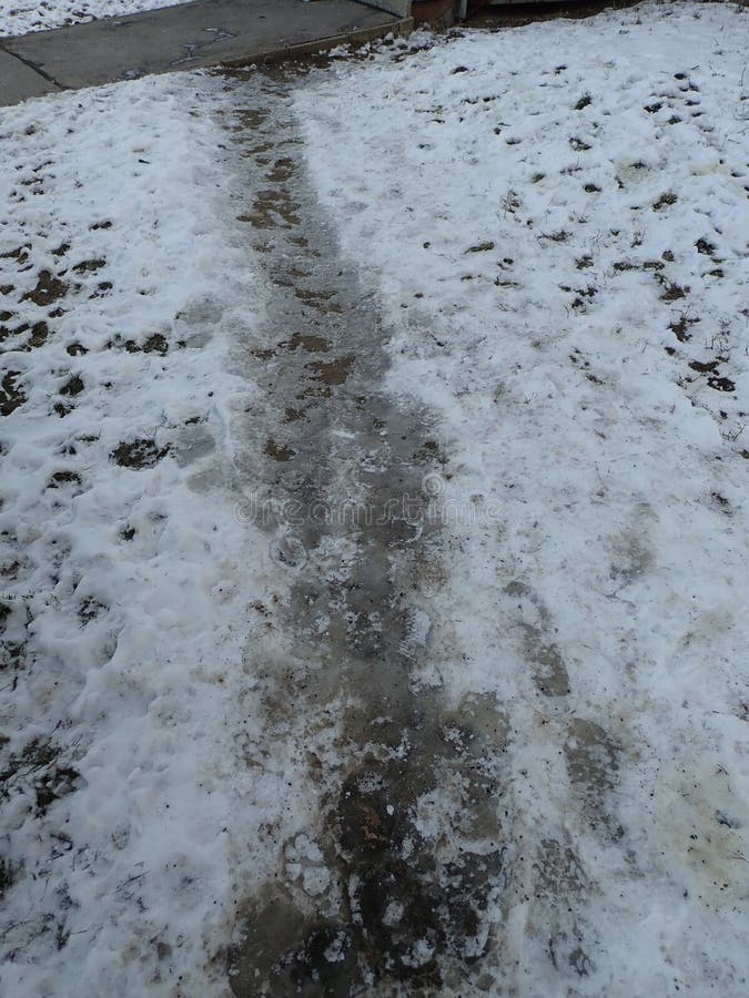 Frozen Icy Sidewalk in a City Stock Photo - Image of snow, nature ...