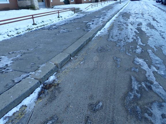 Frozen Icy Sidewalk in a City Stock Photo - Image of outdoor, pavement ...