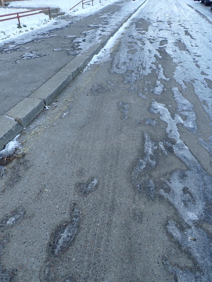Frozen Icy Sidewalk in a City Stock Image - Image of snowstorm, paving ...