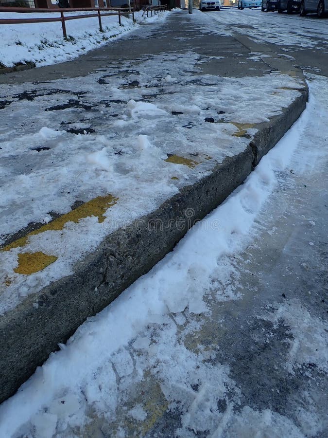Frozen Icy Sidewalk in a City Stock Image - Image of paving, nature ...