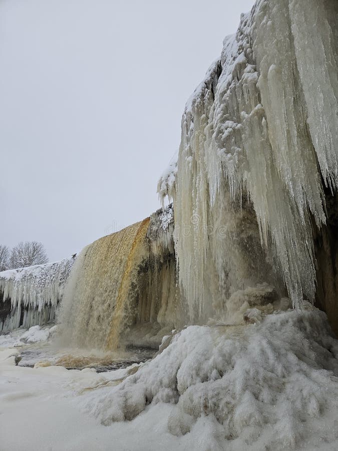 Frozen Jägala Juga Waterfall in Wintertime in Estonia Stock Photo ...