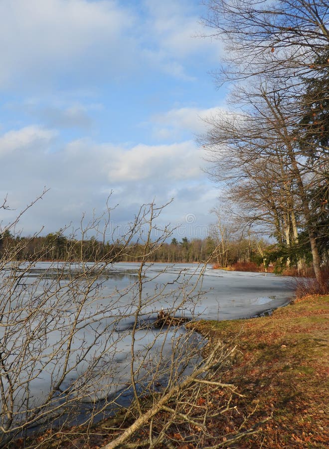 Frozen Kettle Pond in Preble Little York Region of CNY Stock Image ...