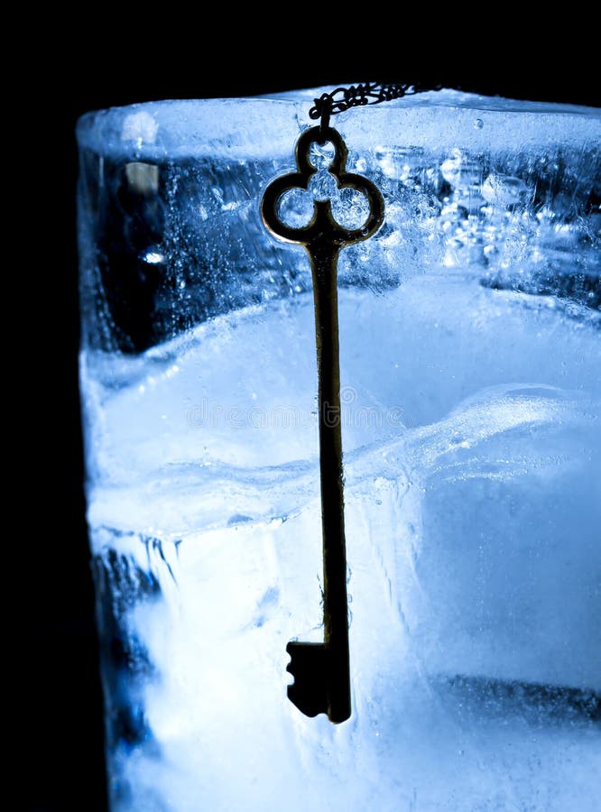 Frozen key in ice stock photo. Image of crackled, frost - 68198840