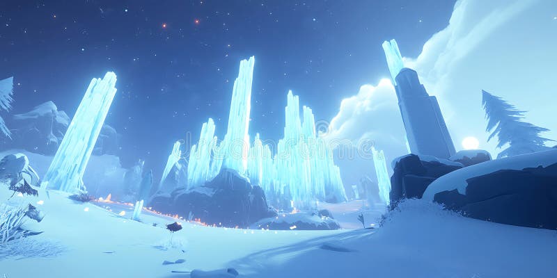 A Frozen Kingdom with Crystal-Like Ice Castles and Glimmering Snow ...