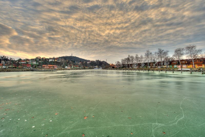 Frozen lake Balaton stock image. Image of landscape, clouds - 22244259