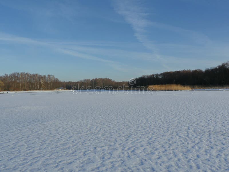 Frozen Lake Clean Flat Winter Landscape Stock Image - Image of flat ...