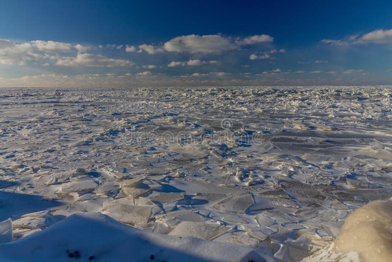 Frozen Ice Sheets, Lake Erie Ohio Stock Image - Image of cumulus ...