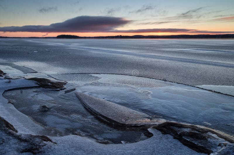 Frozen Lake in Finland at Dawn Stock Image - Image of cloud, view: 83581417