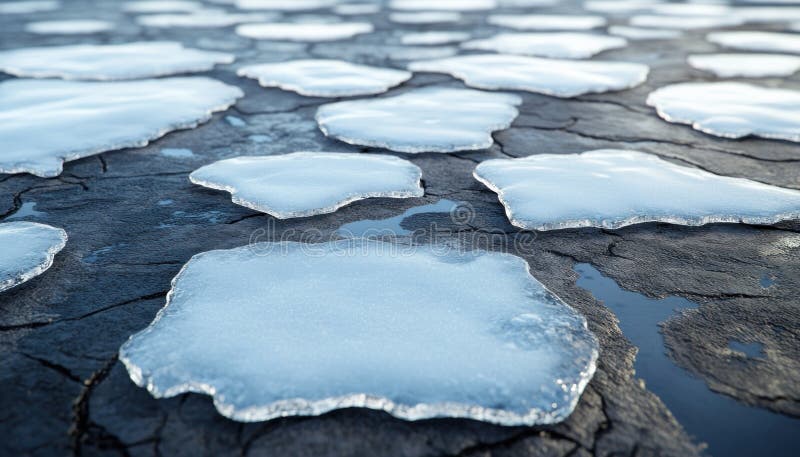 Frozen Lake Ice Cracks, Frostbite-Inducing Cold Sweeping Across a ...