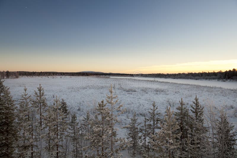 Frozen Lake in Inari, Finland Stock Image - Image of sunset, landscape ...