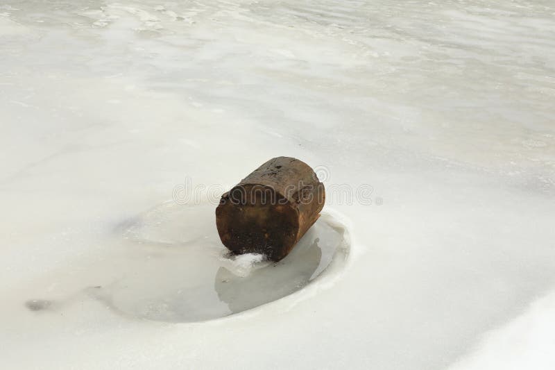 Frozen Lake and Log Sitting Stock Image - Image of reflection, pool ...