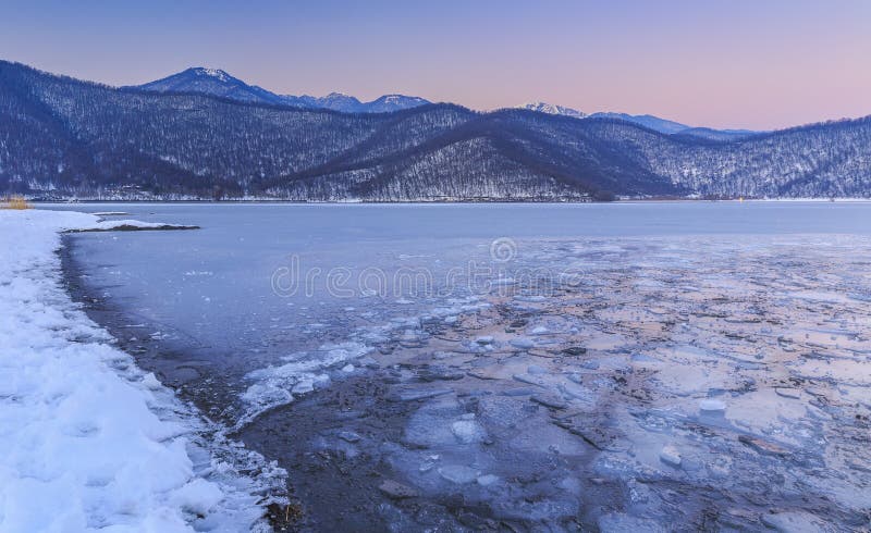 Frozen Lake Nohur.Gabala.Azerbaijan Stock Photo - Image of gabala ...