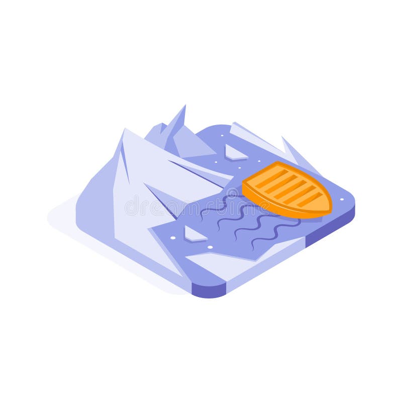 A Frozen Lake with an Orange Boat Stuck in Ice Stock Vector ...