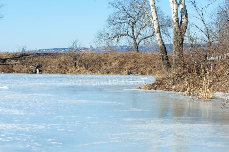 Frozen Lake in the Spring. Spring Ice Stock Photo - Image of iceberg ...