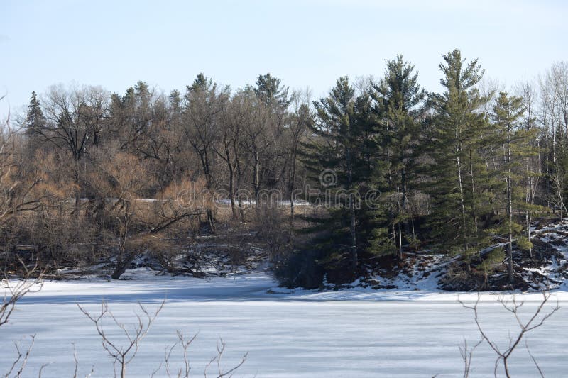 Ice on Strawberry Lake in Norway, Michigan Stock Image - Image of scene ...