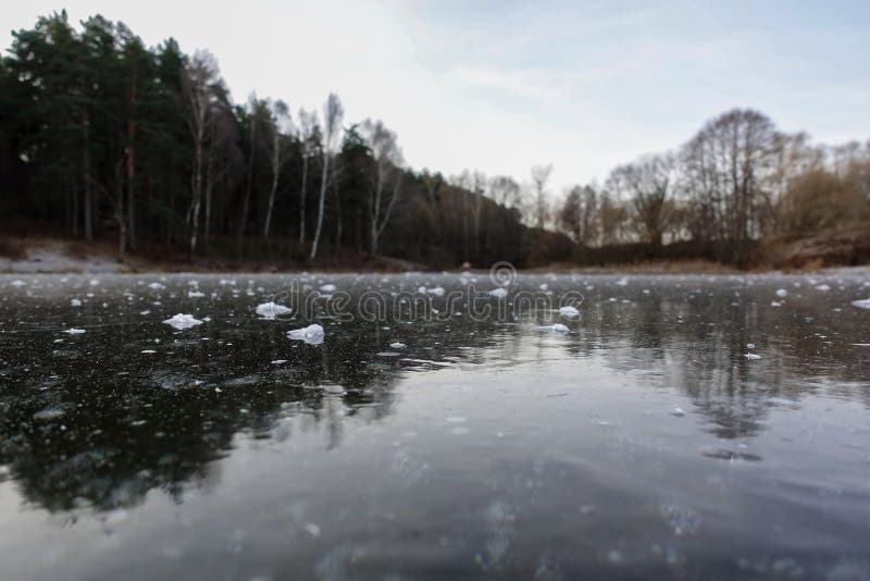 Frozen Lake in the Winter. Ice Cover on the Lake Stock Image - Image of ...