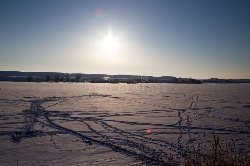 Frozen Lake in Winter Nature Stock Photo - Image of scene, frozen ...