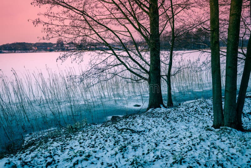 Frozen lake in winter stock photo. Image of landscape - 72908822
