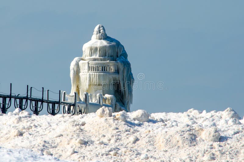Frozen Landmark In Michigan Stock Photo - Image of cold, america: 29697054