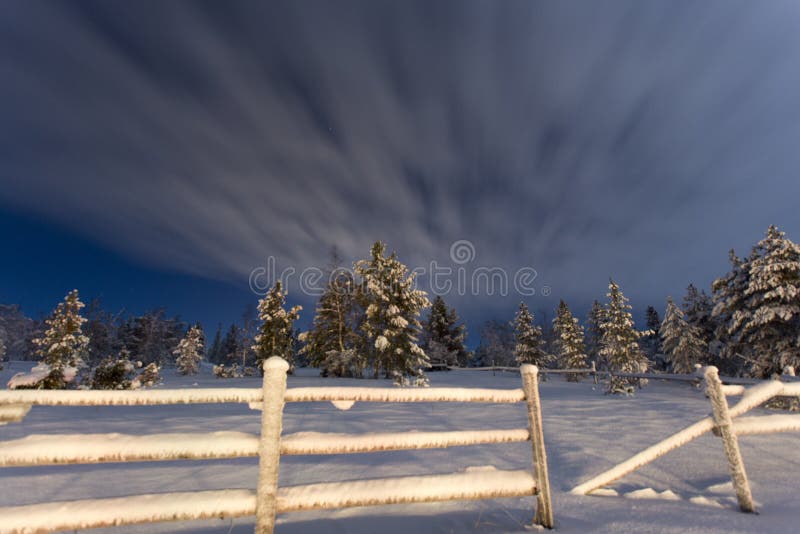 A Frozen Landscape by Night Stock Image - Image of snow, frost: 177952883