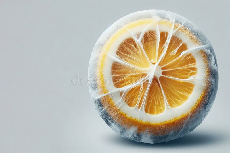 Frozen Lemon Cut in Half. Space for Text. Stock Image - Image of food ...