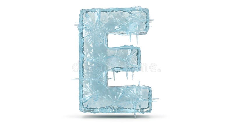 Frozen Letter E with Icicles, Winter Alphabet Typography Element ...