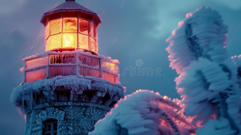 The Frozen Lighthouse Stands As a Silent Guardian Its Light Still ...