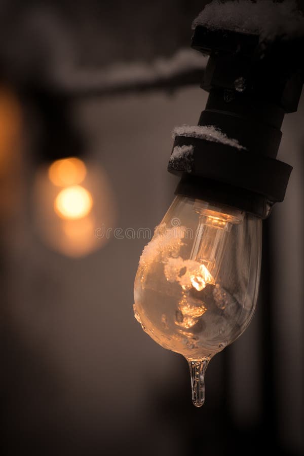 Frozen lit light bulb stock photo. Image of decorative - 137488032