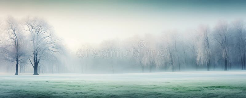 Frozen Meadow in Park Landscape AI Generated Stock Illustration ...