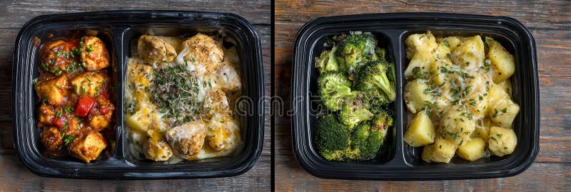 Frozen Meal before and after Heating Comparison Showcasing Vibrant ...
