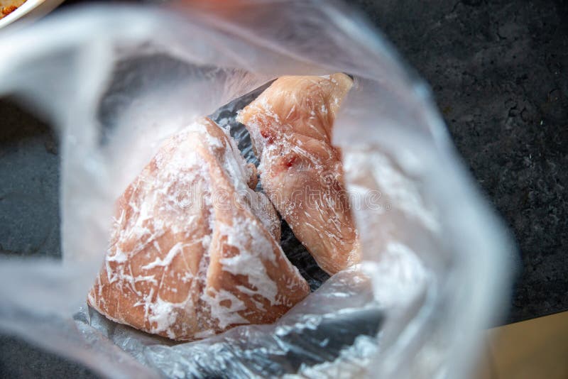 Frozen Meat, Chicken Fillet in a Bag Stock Image - Image of cling, deep ...