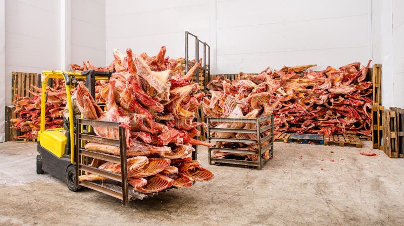 Frozen meat at a storage stock image. Image of butcher - 83175819